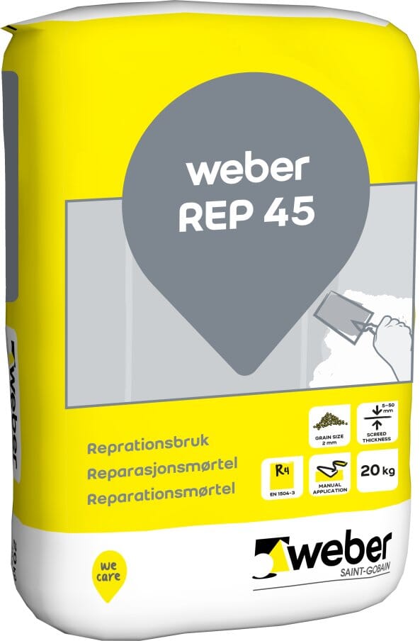 Weber Rep45 Rep.mørtel - 25 kg.sekk - BETOMUR AS